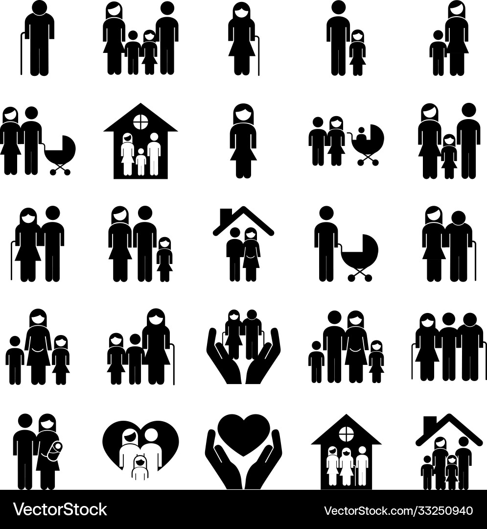 Bundle twenty five family parents set icons Vector Image