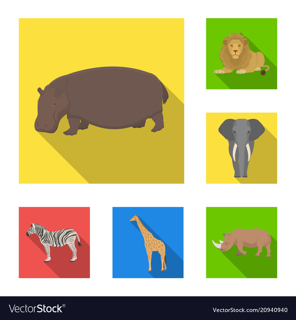 Different animals flat icons in set collection Vector Image