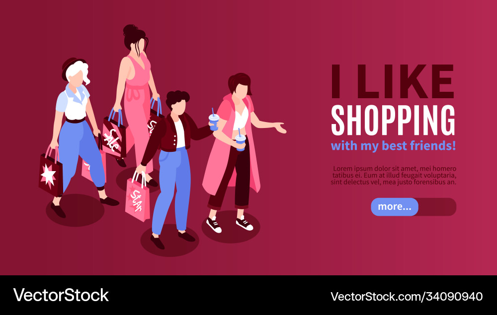 Ladies shopping horizontal banner Royalty Free Vector Image