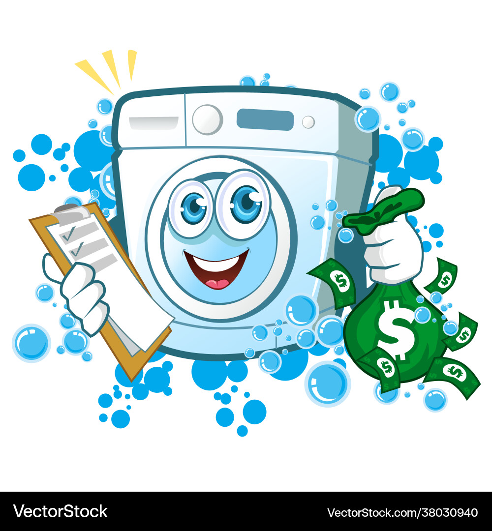 Washing machine mascot cartoon Royalty Free Vector Image