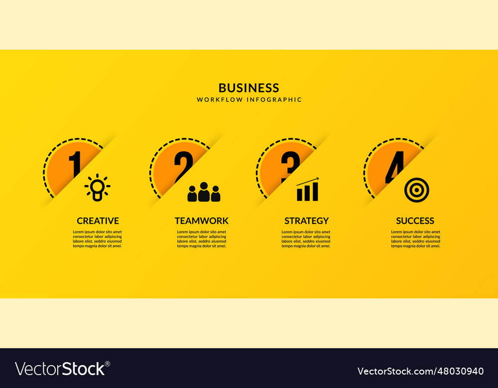 Workflow infographic with four optional outline Vector Image
