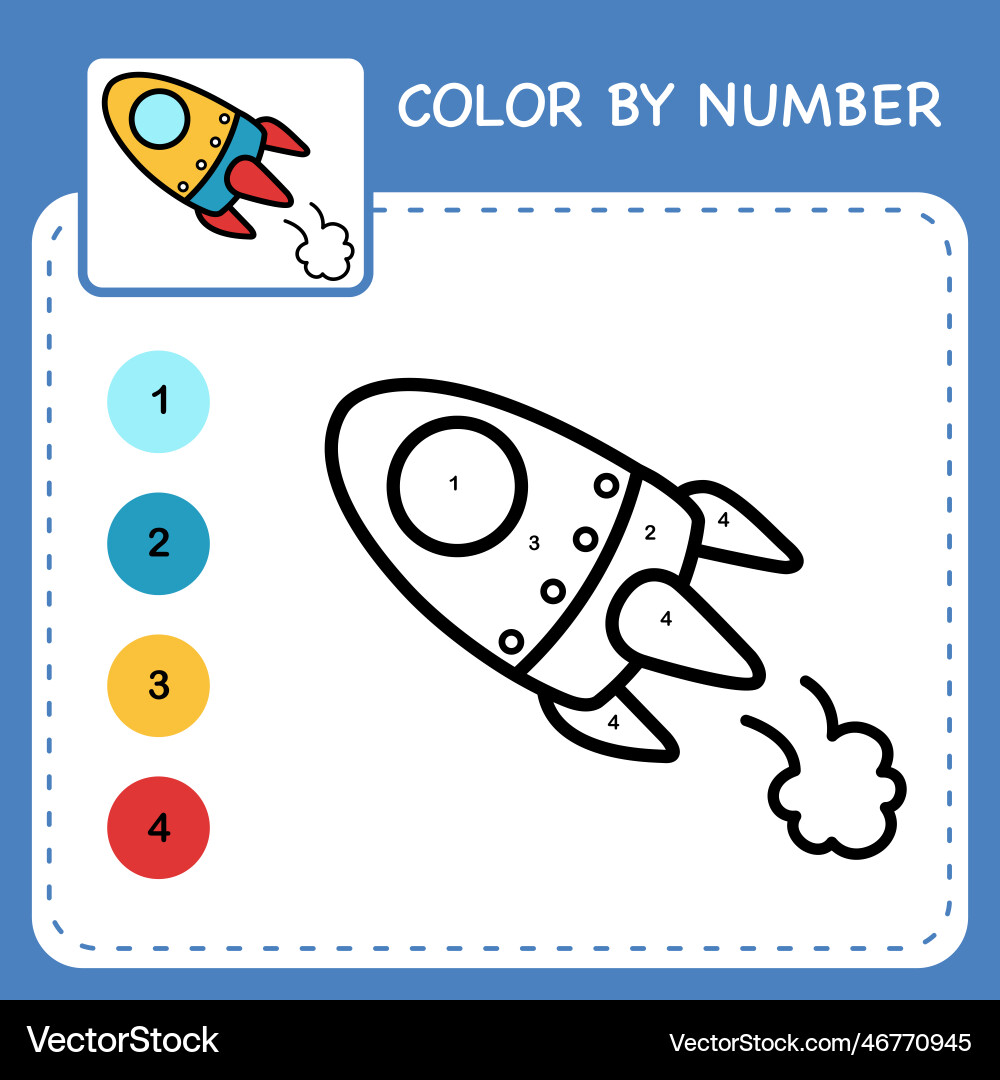 Color by number worksheet for kids learning Vector Image