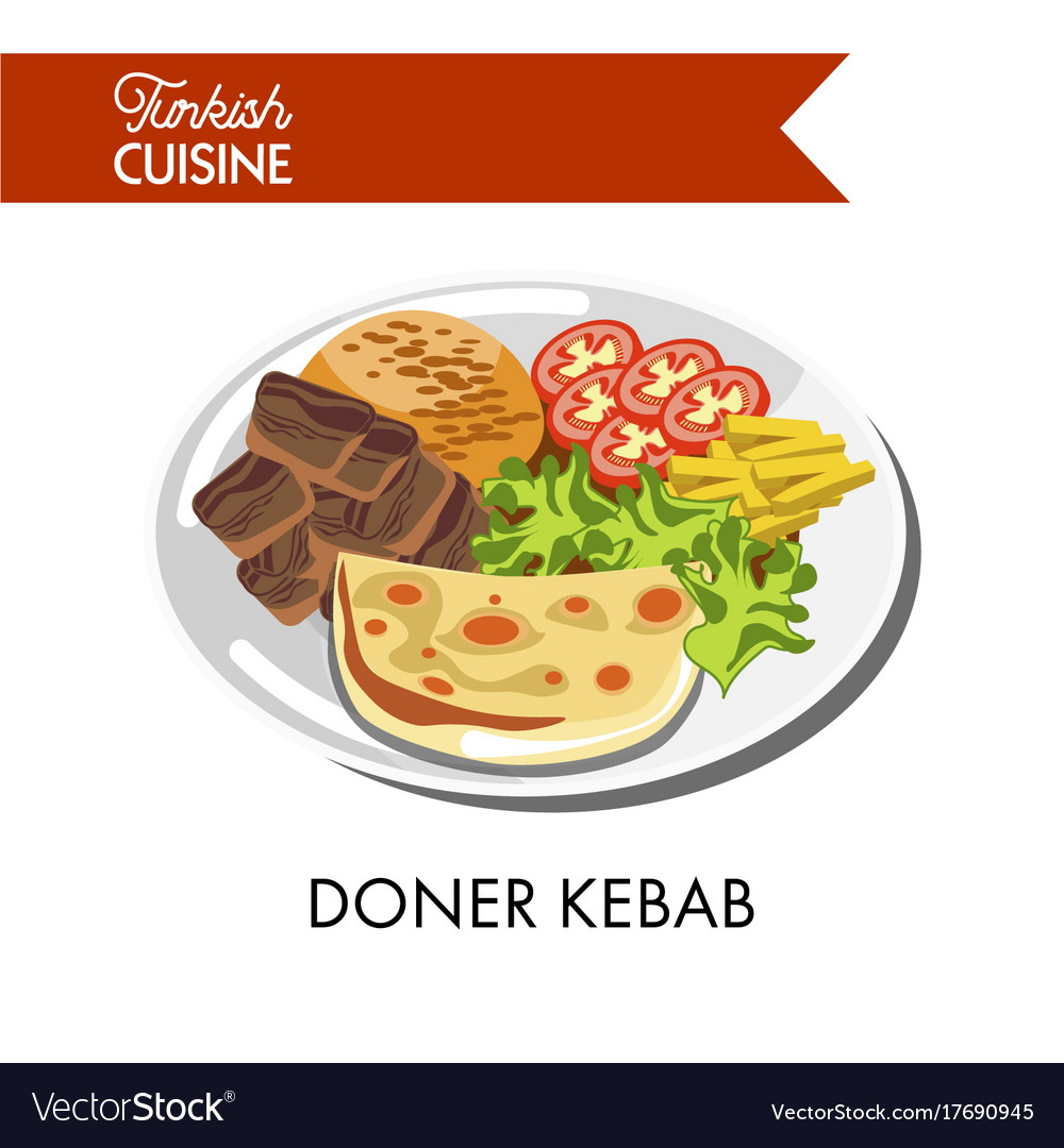 Doner kebab with fresh vegetables tender cheese Vector Image