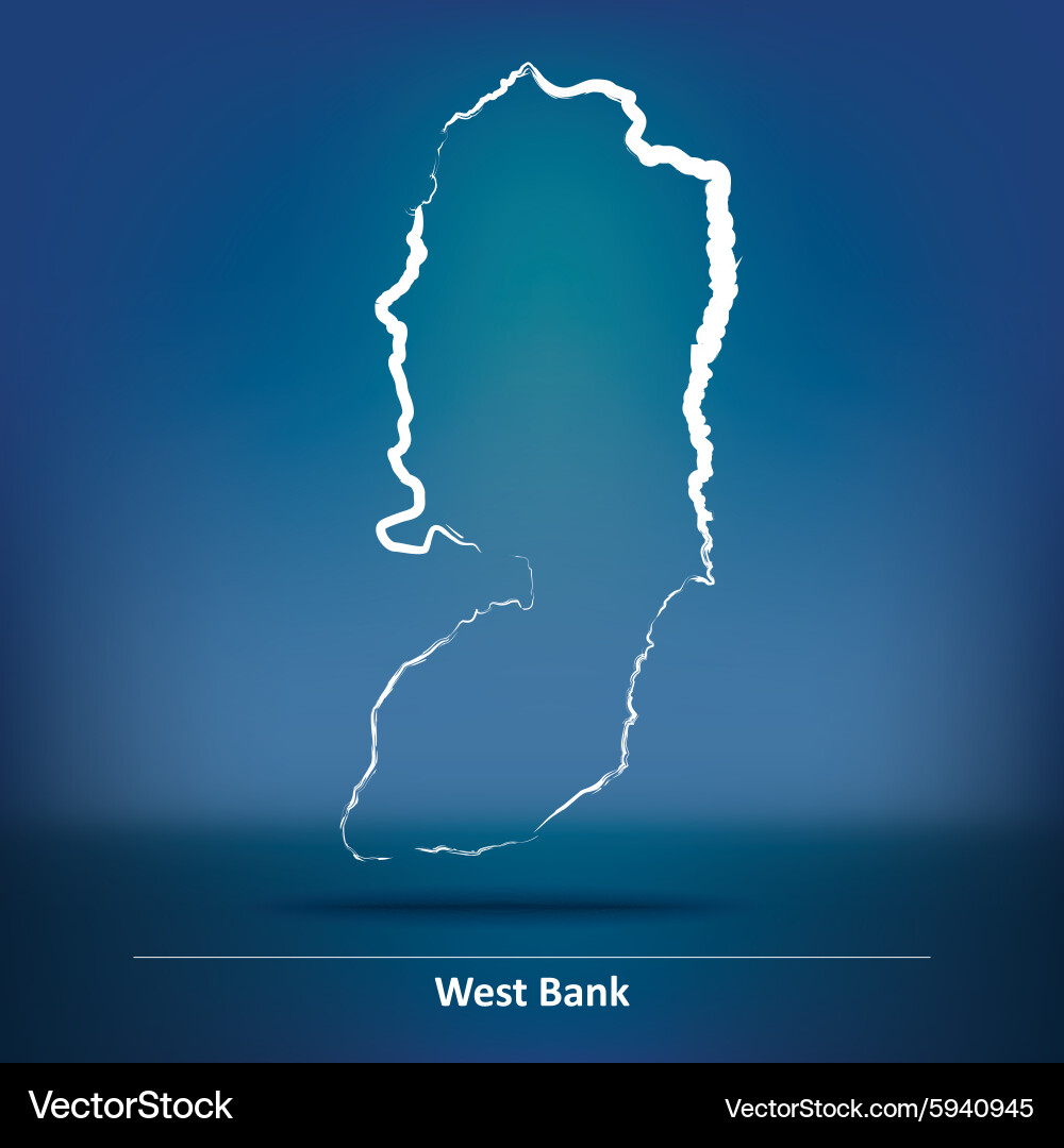 Doodle map of west bank Royalty Free Vector Image