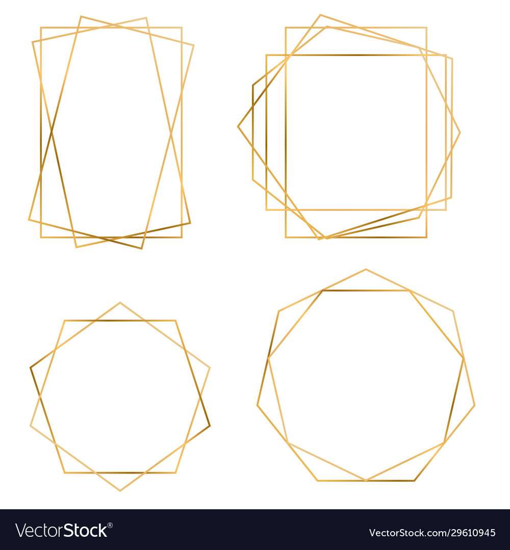 Gold geometric polygonal frames Royalty Free Vector Image