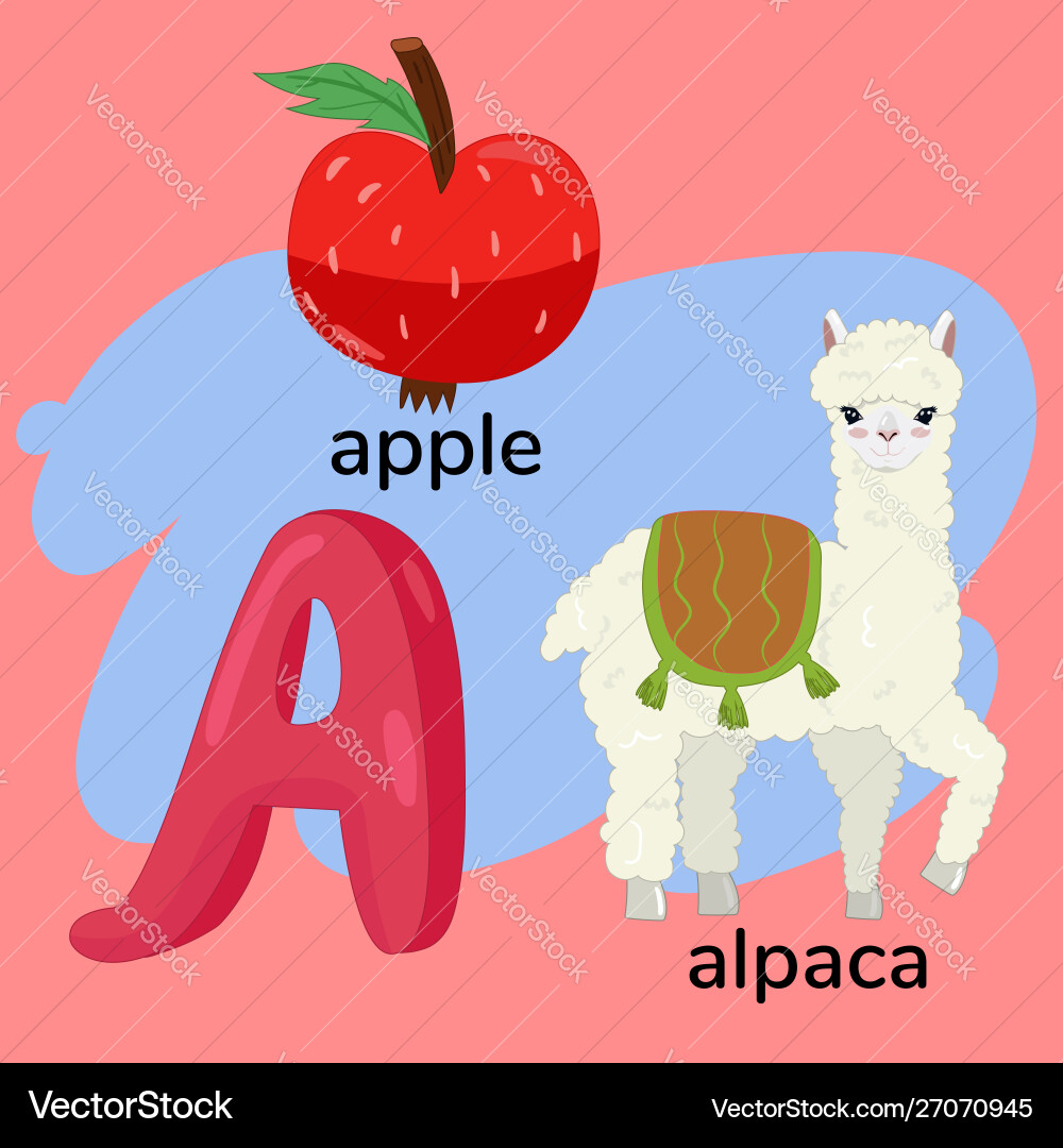 Letter a from children s alphabet Royalty Free Vector Image