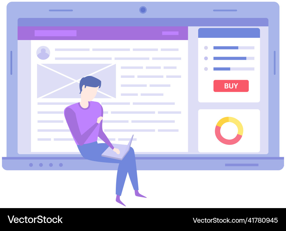 Male analyst analysing diagrams and bar chart Vector Image