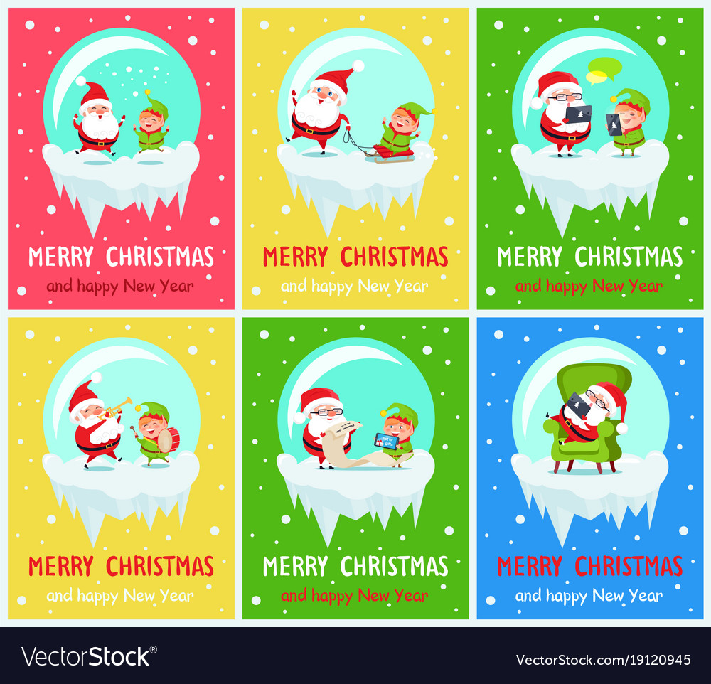 Merry christmas santa helper Royalty Free Vector Image