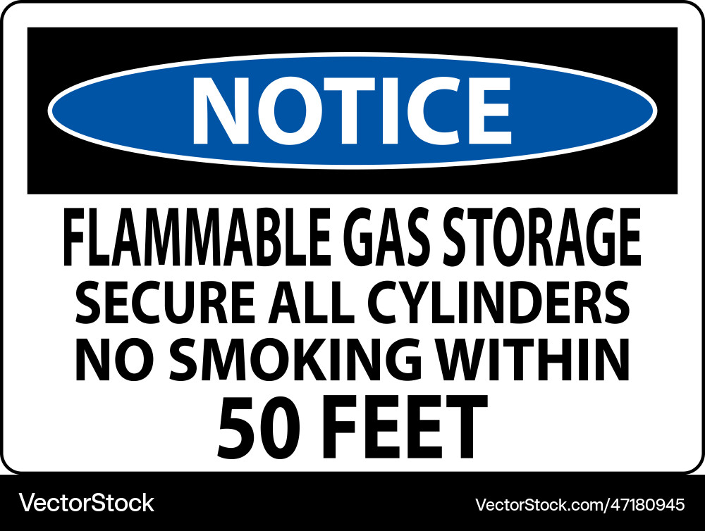Notice sign flammable gas storage secure all Vector Image