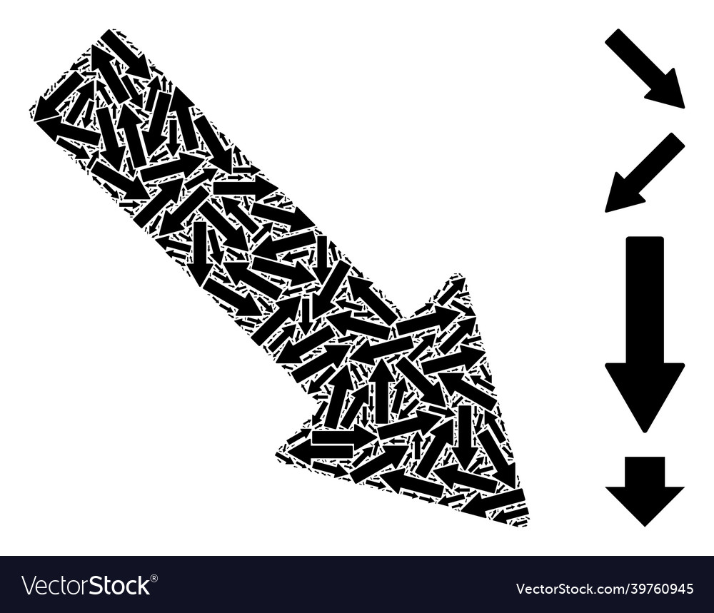 Right down arrow icon recursion mosaic Royalty Free Vector Right down arrow icon recursion mosaic Royalty Free Vector