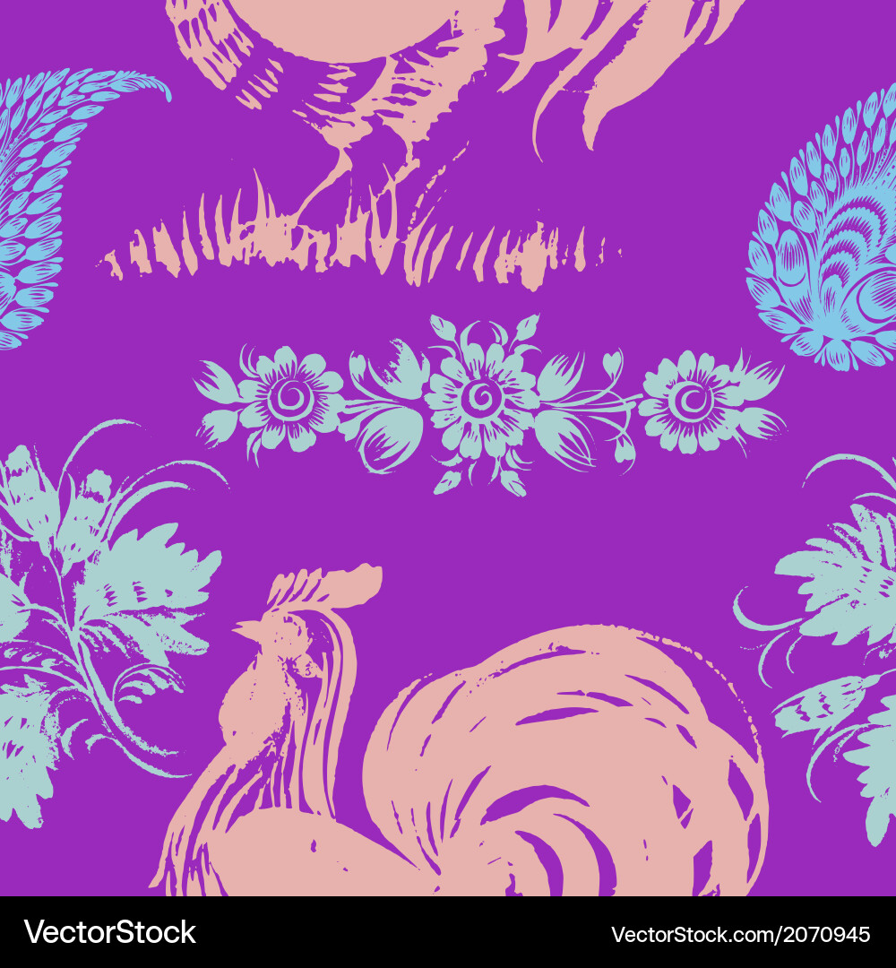 Seamless pattern with motive of rooster Royalty Free Vector