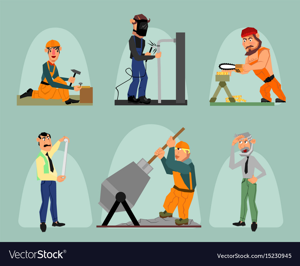 Six workers set Royalty Free Vector Image - VectorStock