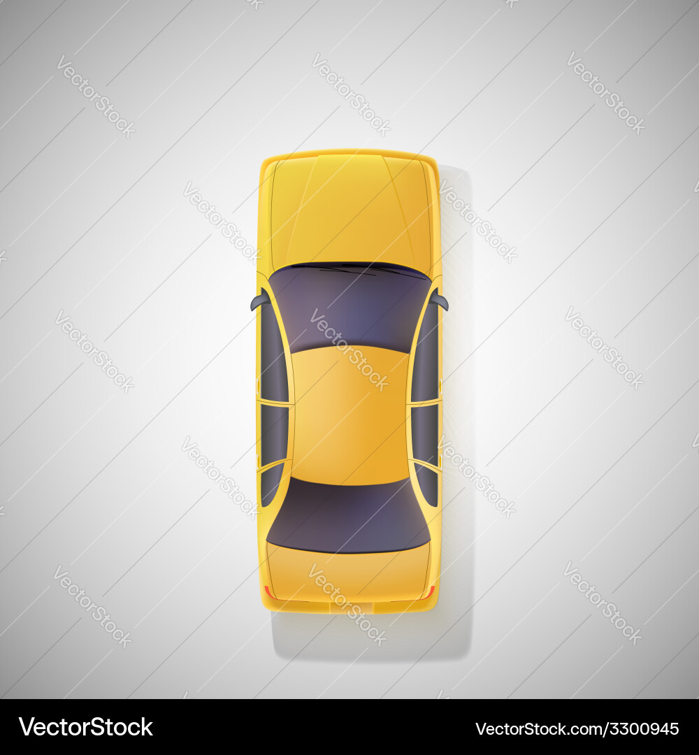 Yellow car taxi top view Royalty Free Vector Image