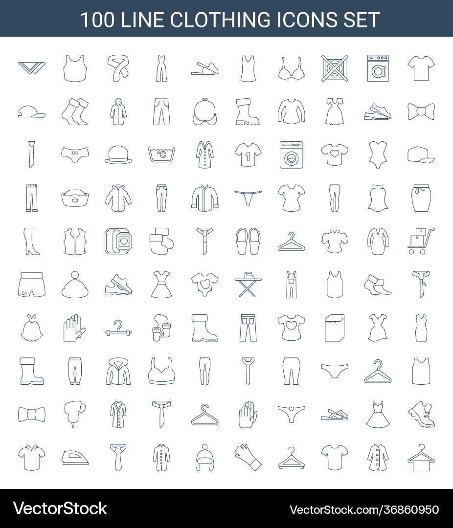 100 clothing icons Royalty Free Vector Image - VectorStock