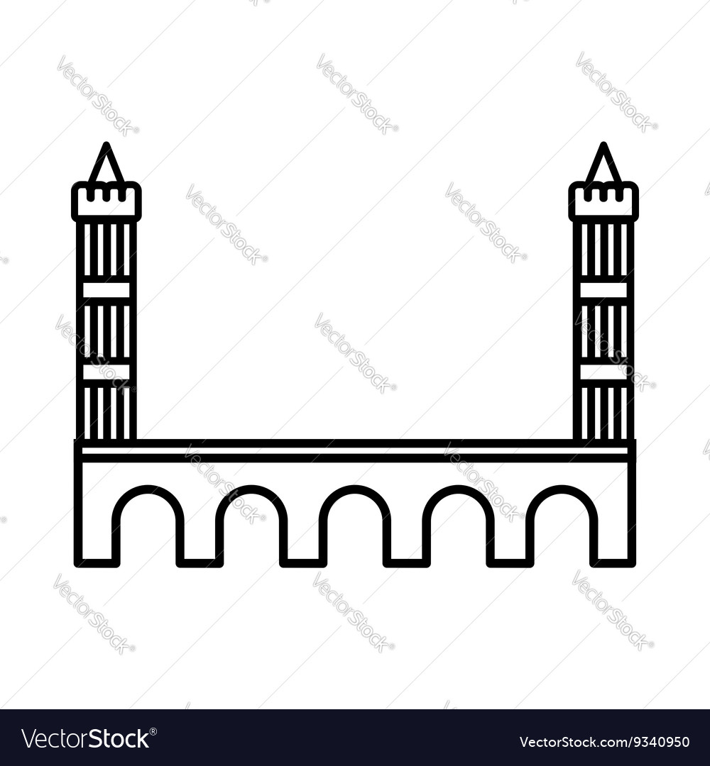 Bridge icon outline style Royalty Free Vector Image