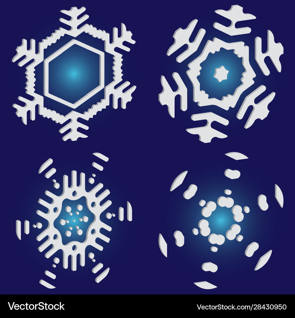 Collection cute snowflakes on blue background Vector Image