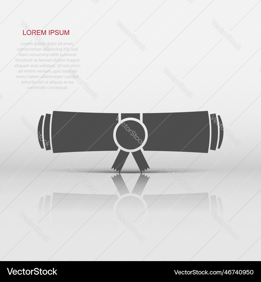 Diploma rolled scroll icon in flat style graduate Vector Image