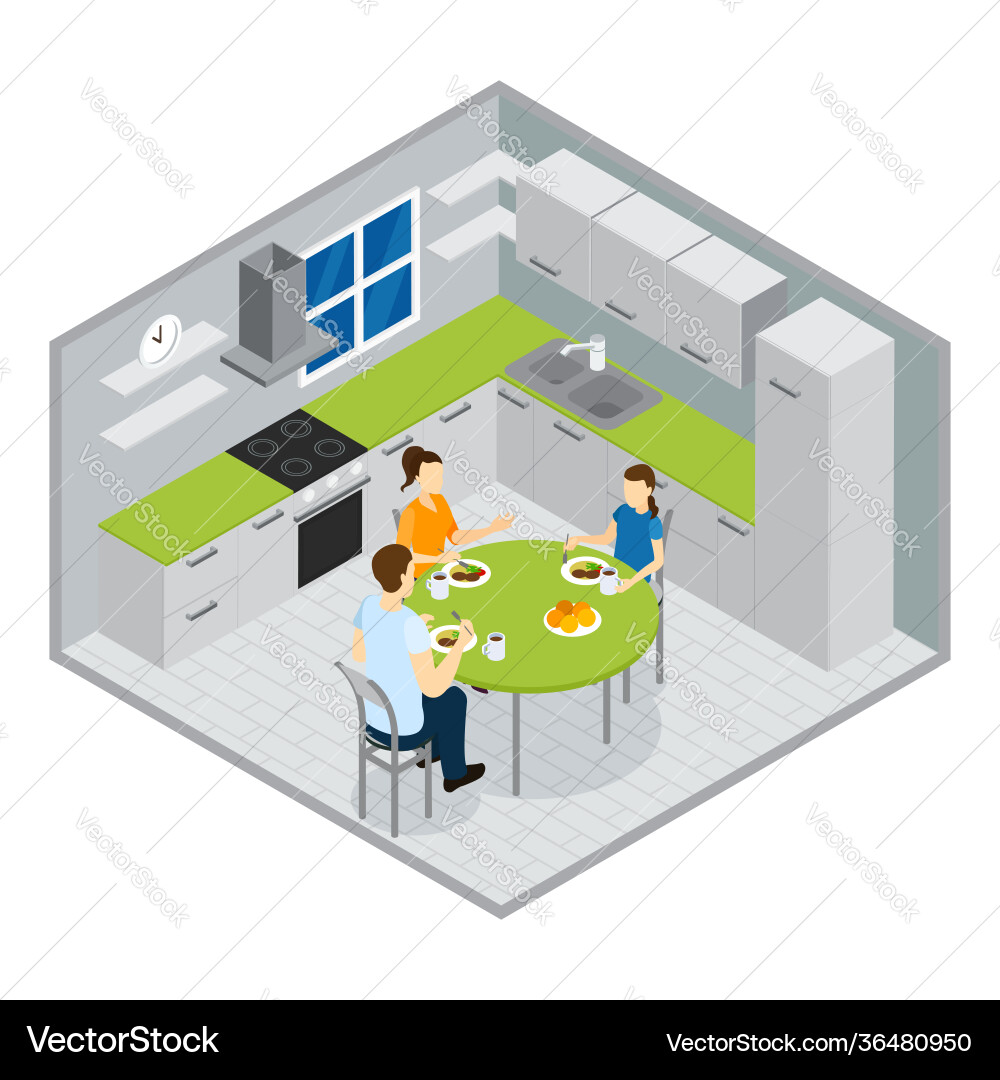 Family meal isometric design Royalty Free Vector Image