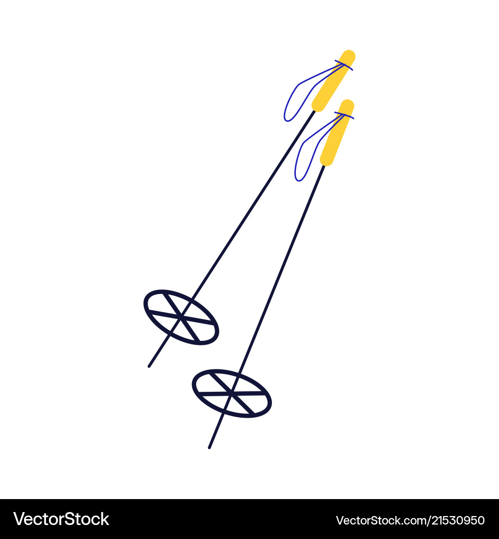 Flat ski sticks with yellow handles icon Vector Image