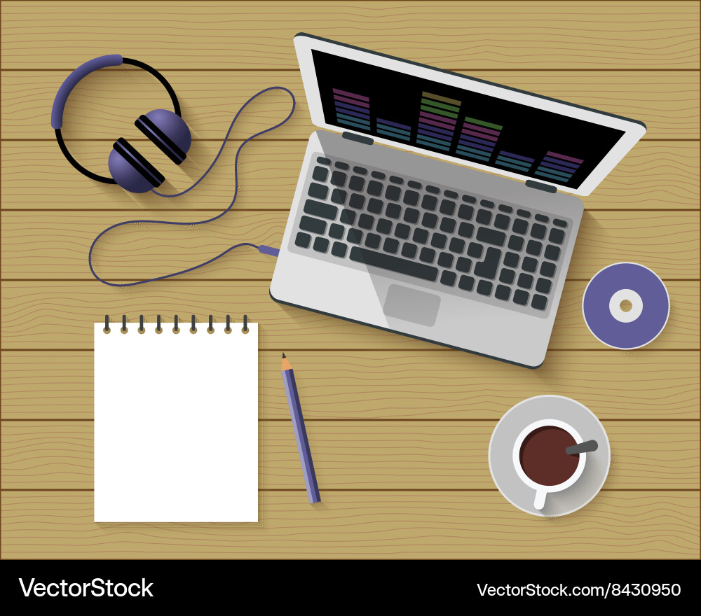 Flat Style Modern Design of Office Workplace Vector Image
