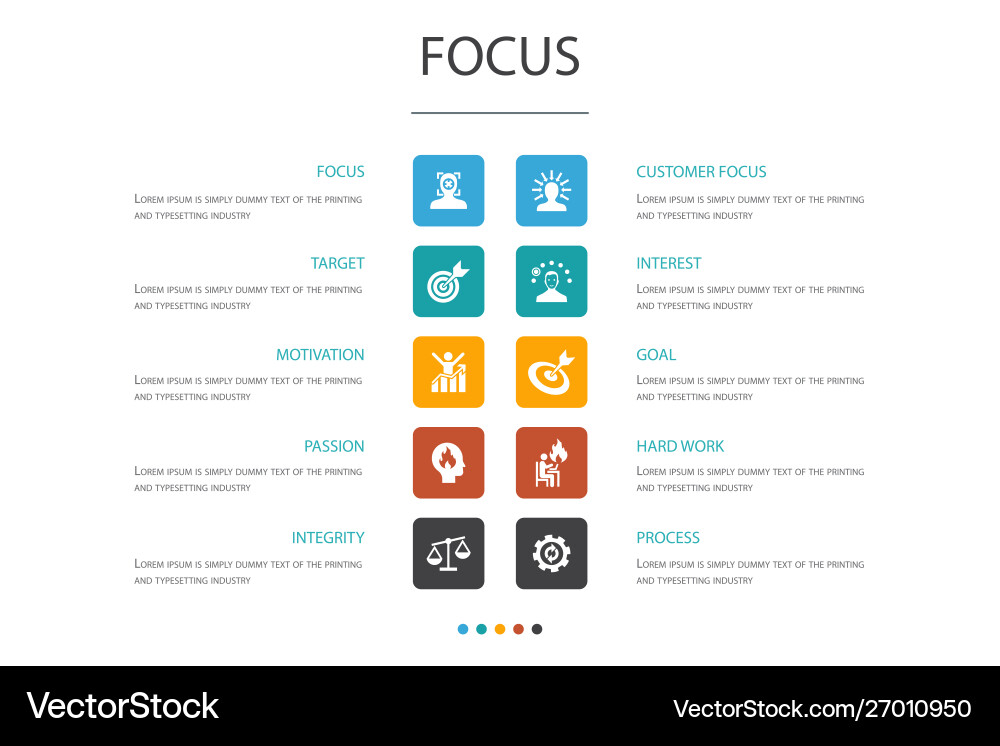 Focus infographic 10 option templatetarget Vector Image