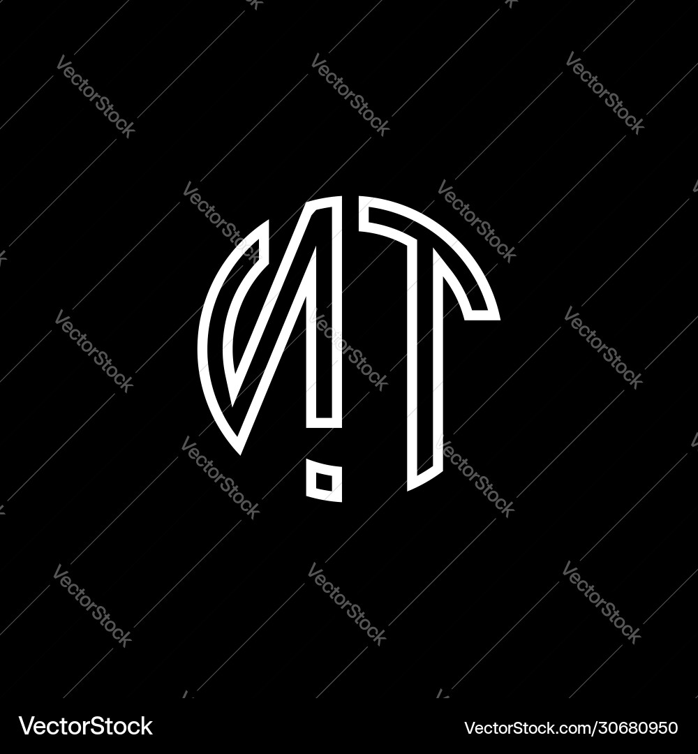 Nt monogram logo circle ribbon style outline Vector Image