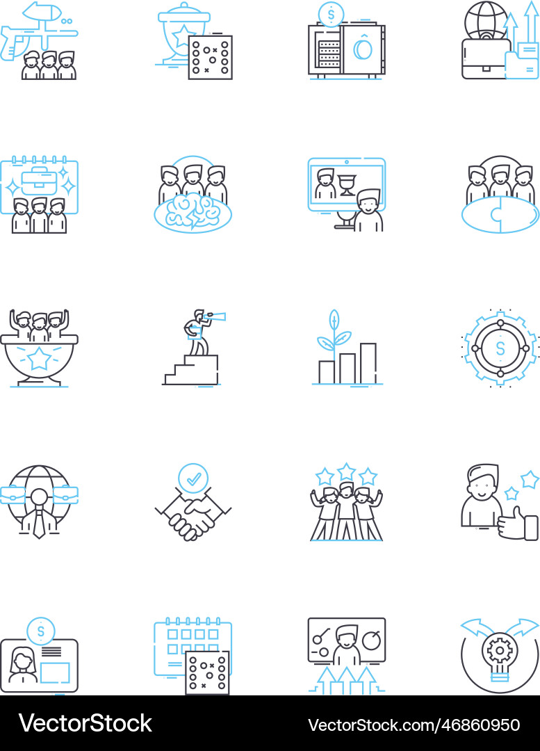 Political stability linear icons set consistency Vector Image