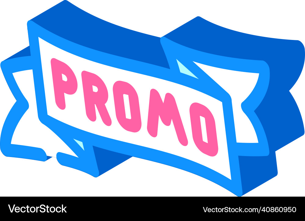 Ribbon promo isometric icon Royalty Free Vector Image