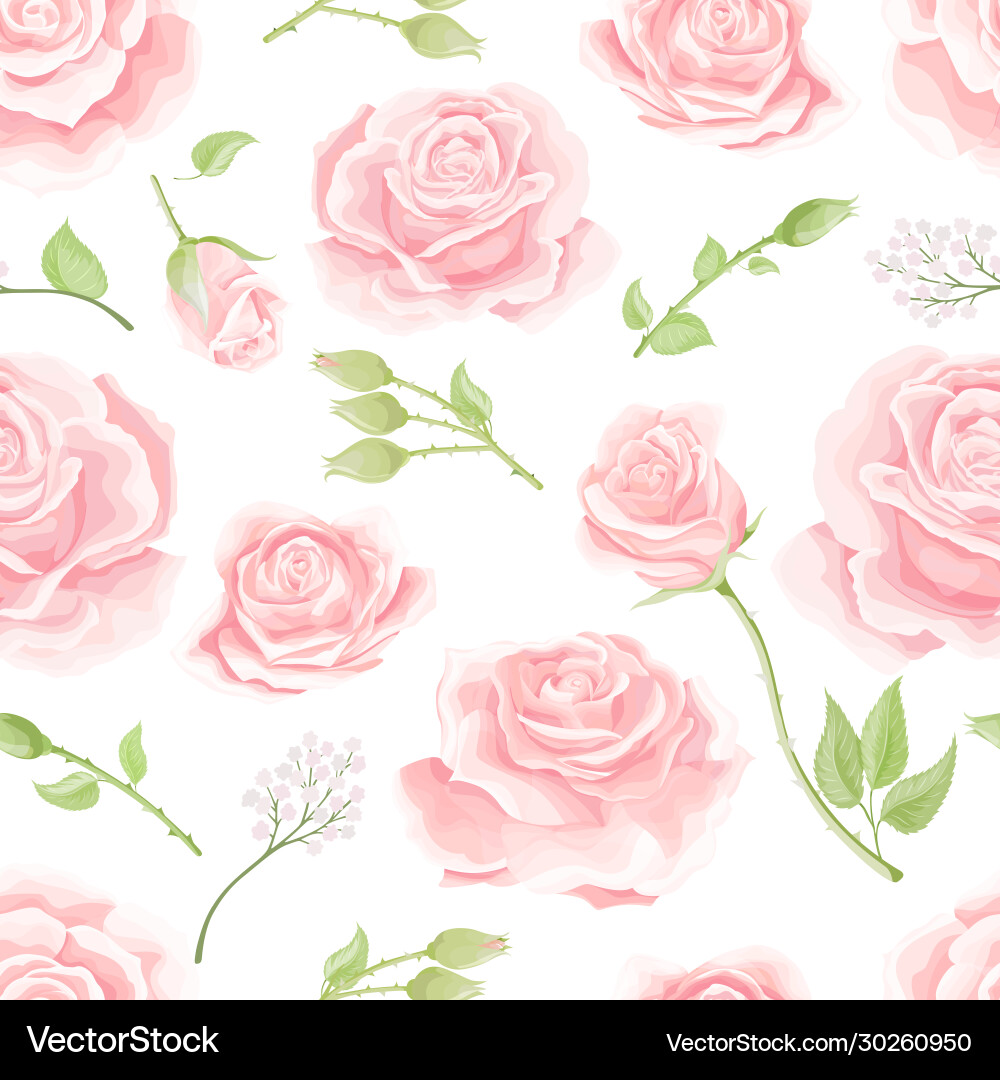 Seamless pattern with cream pink roses vintage Vector Image