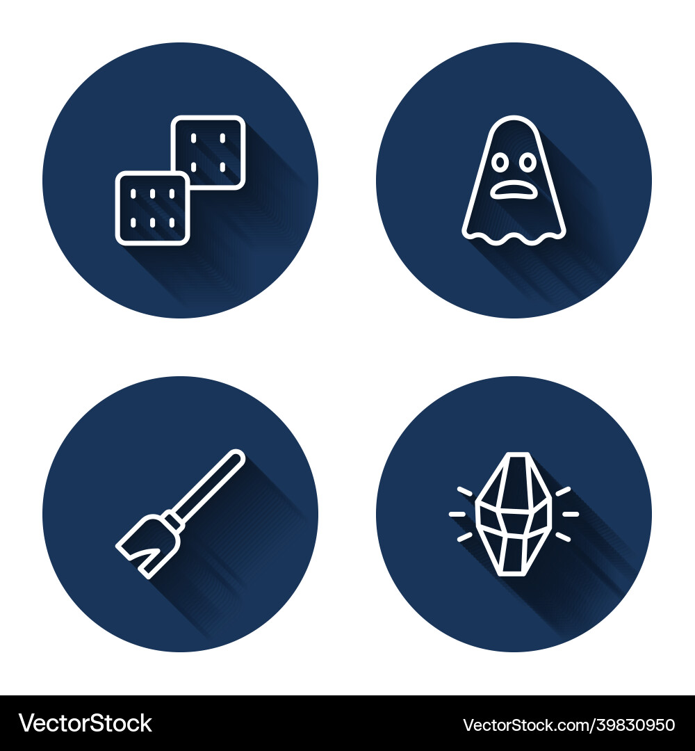 Set line game dice ghost witches broom and magic Vector Image