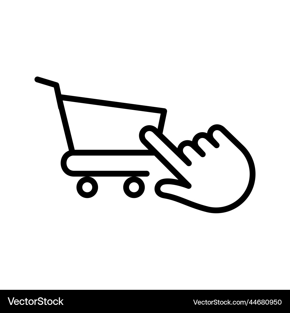 Shopping cart icon with hand touch web store Vector Image