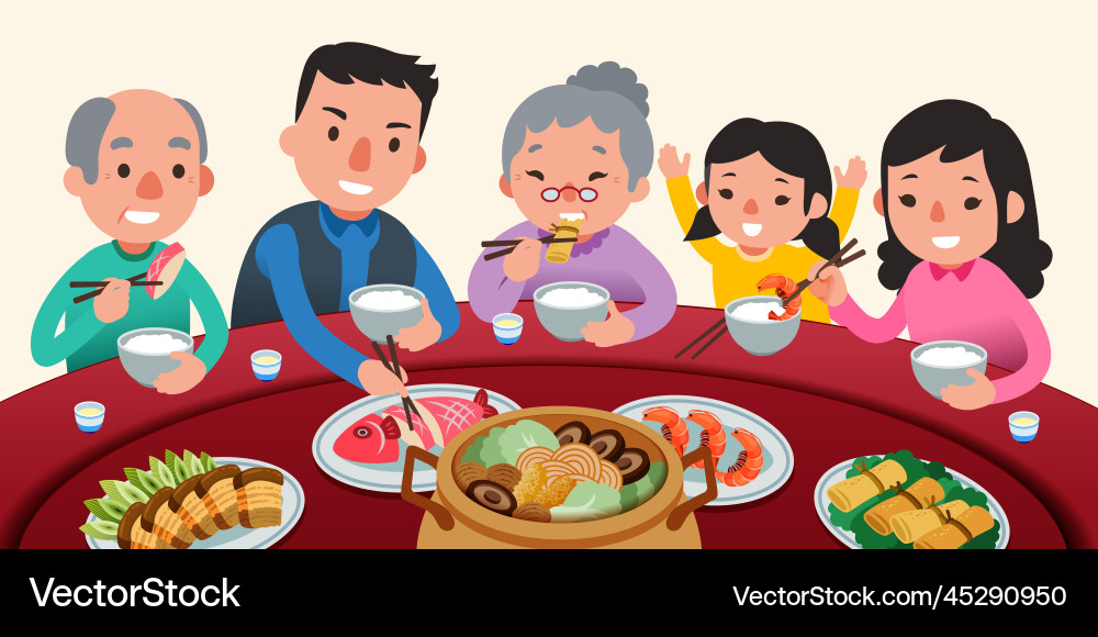 Traditional reunion dinner Royalty Free Vector Image