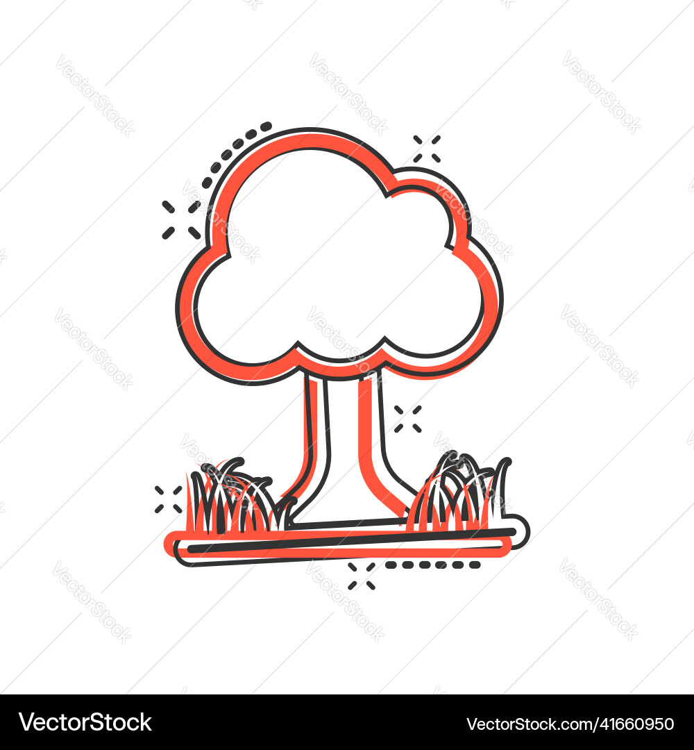 Tree icon in comic style forest cartoon on white Vector Image