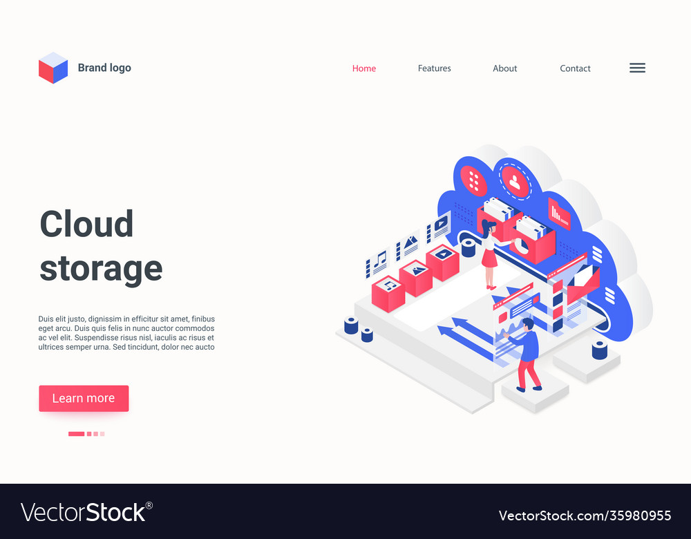 Cloud data storage service concept isometric Vector Image