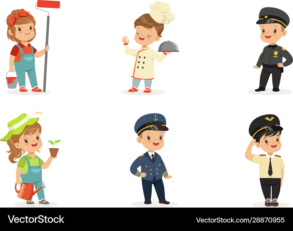 Cute kids various professions set painter Vector Image