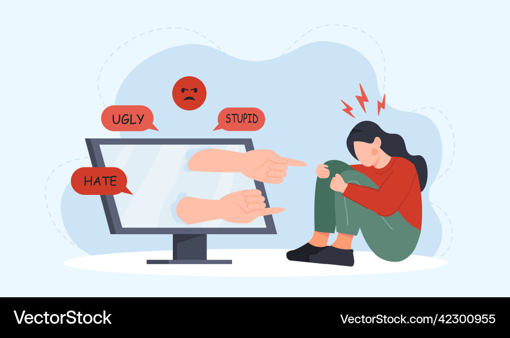 Cyberbullying or bad influence on internet concept