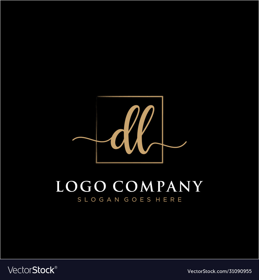 Dl initial handwriting logo with rectangle Vector Image