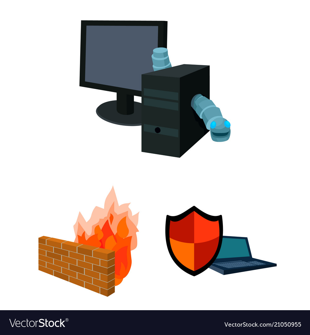 Hacker and hacking cartoon icons in set collection