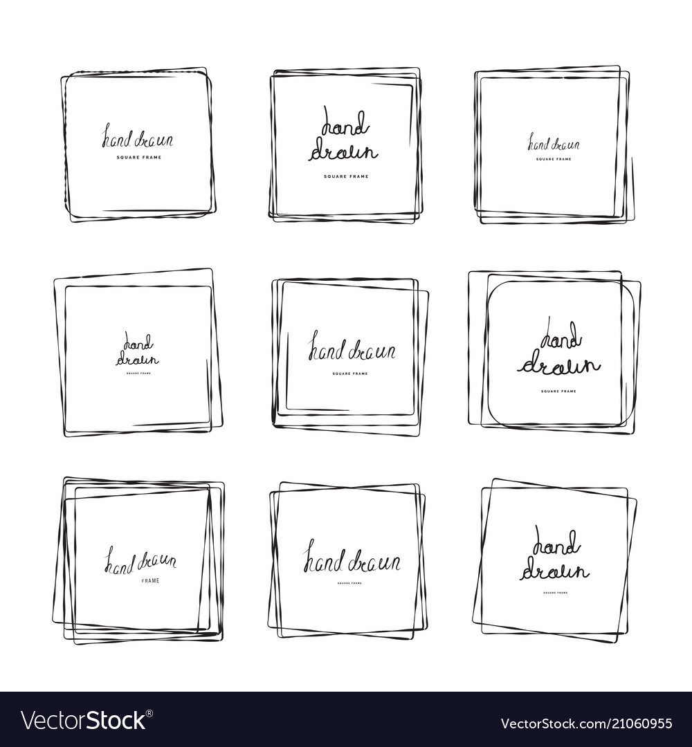 Hand drawn square frames Royalty Free Vector Image