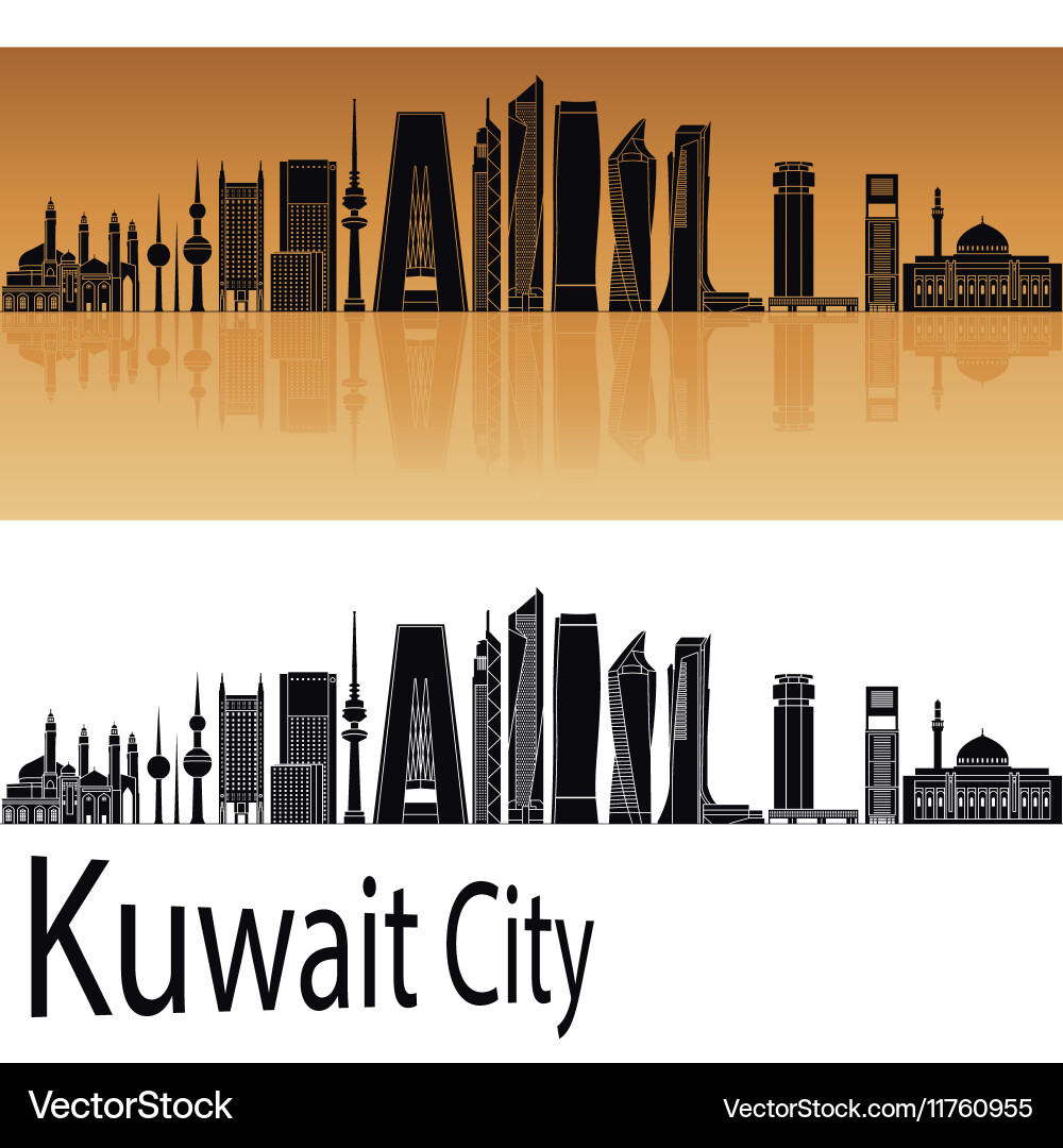 Kuwait City V2 skyline orange Royalty Free Vector Image