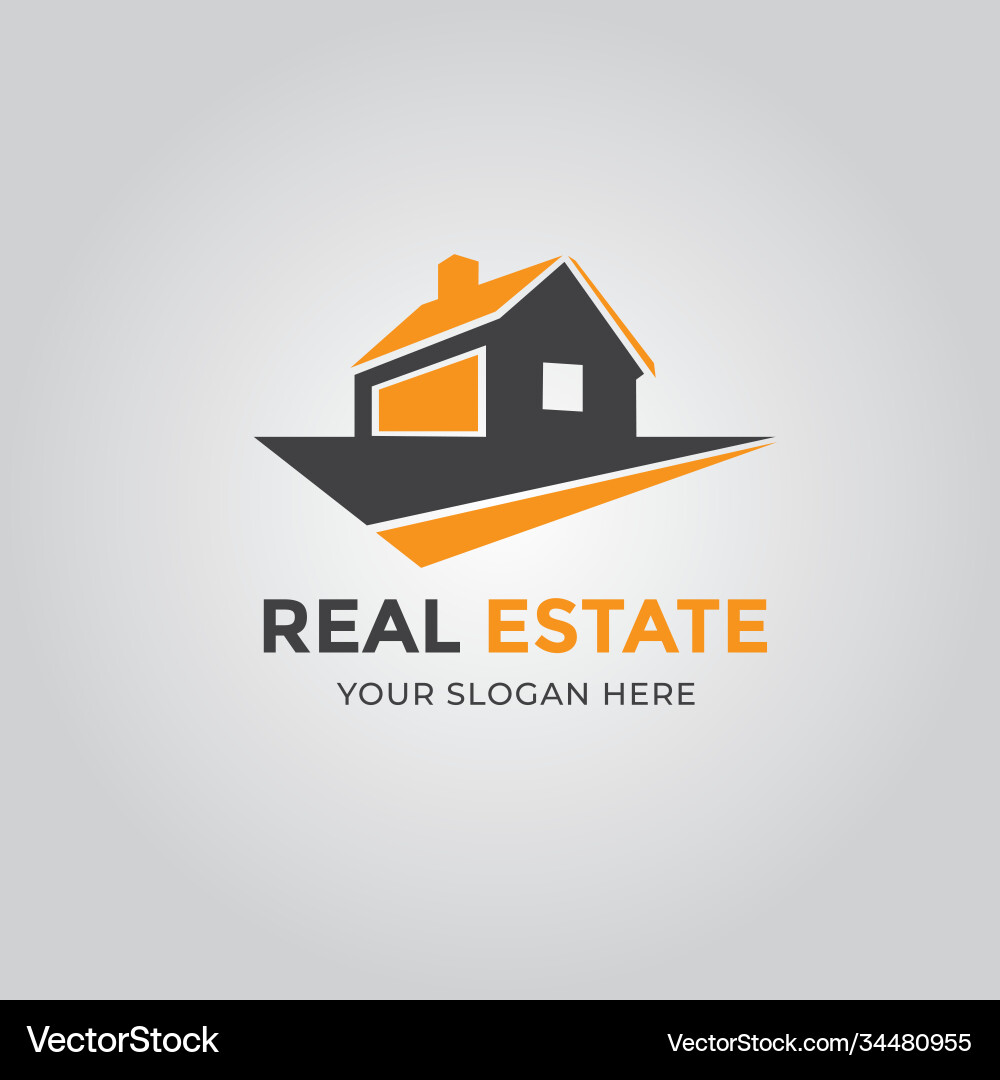 Orange and grey home real estate logo Royalty Free Vector