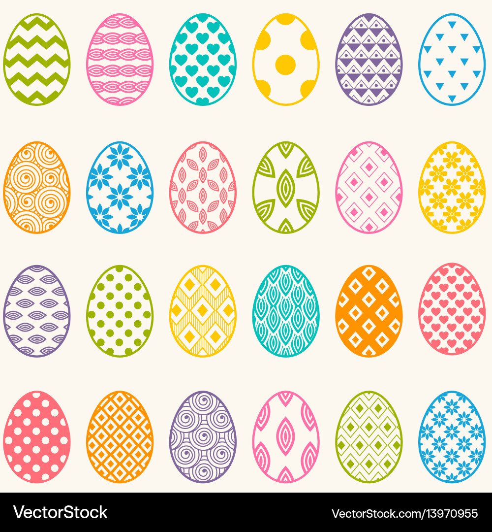 Set of colorful eggs for easter Royalty Free Vector Image
