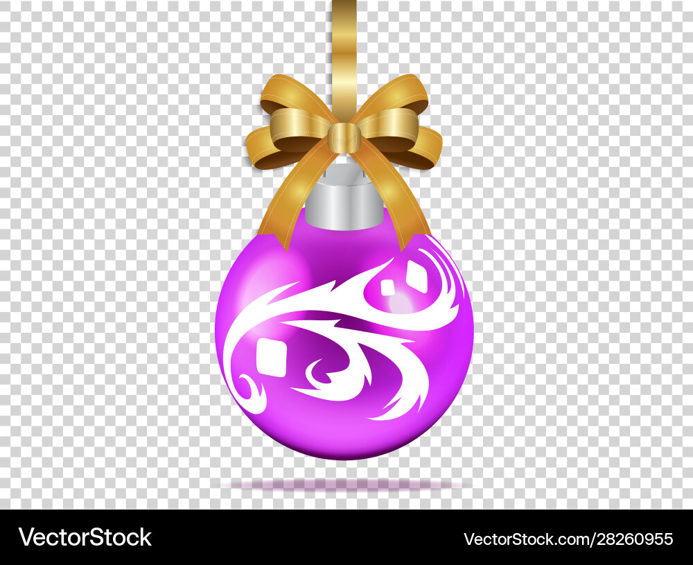 Violet christmas glass ball with white patterns Vector Image