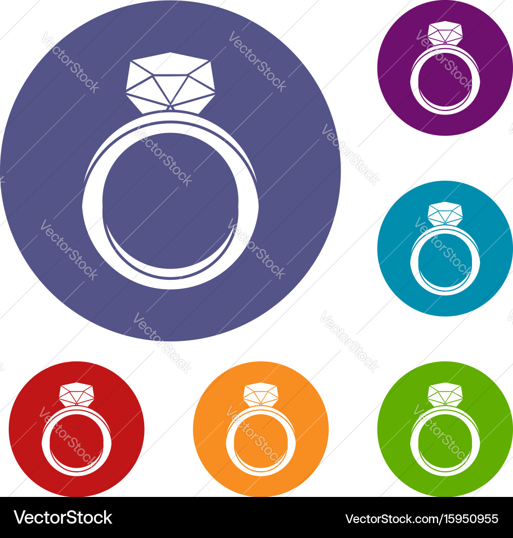 Wedding ring icons set Royalty Free Vector Image