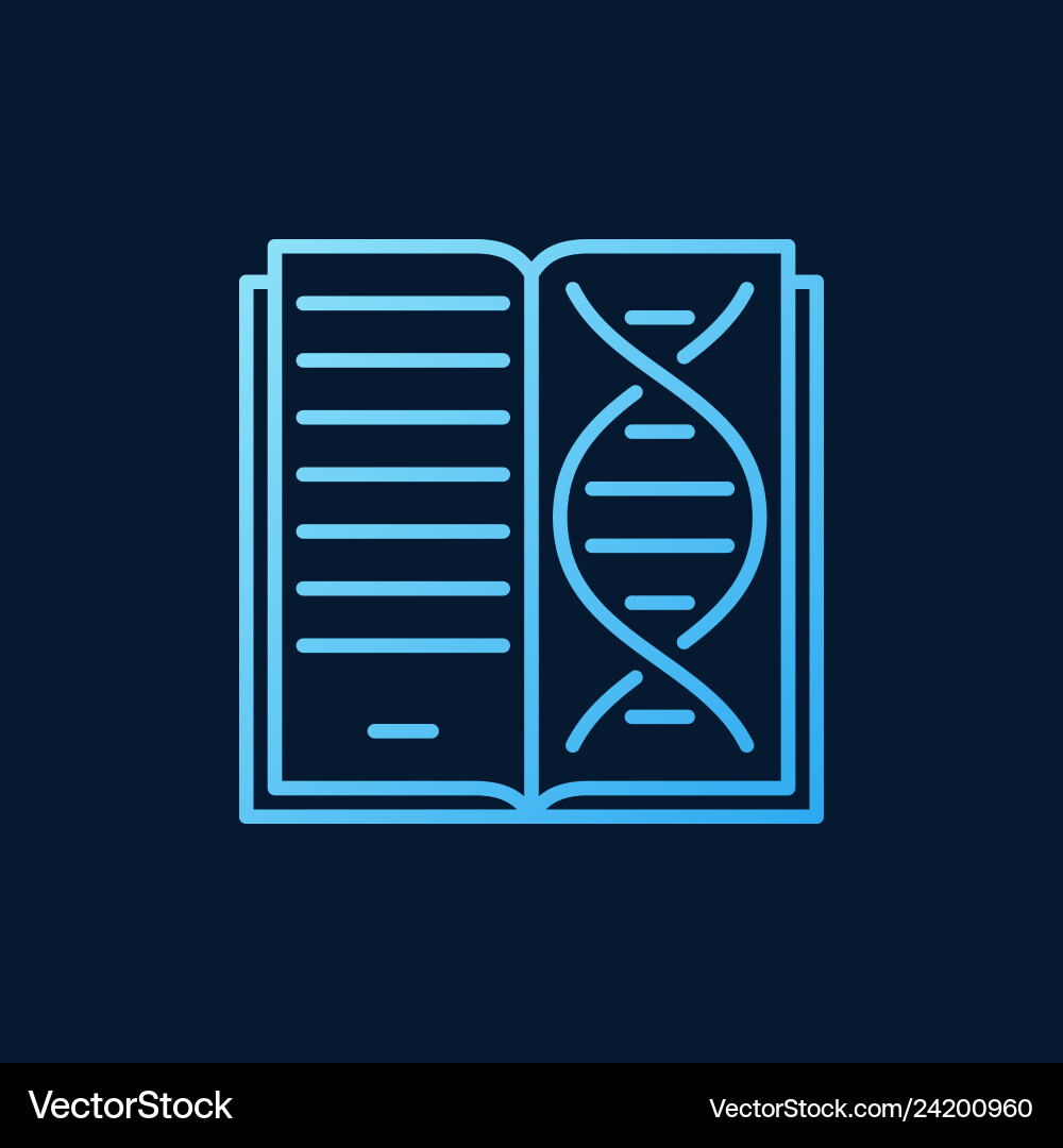 Book with dna genetics outline blue icon Vector Image