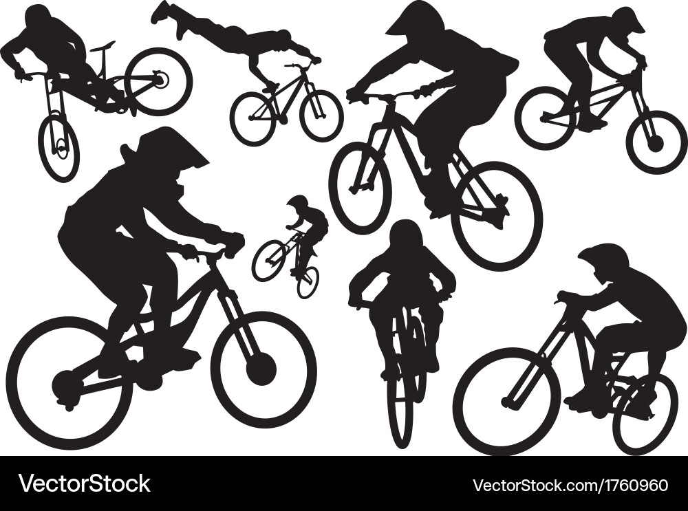 Cyclist silhouettes Royalty Free Vector Image - VectorStock