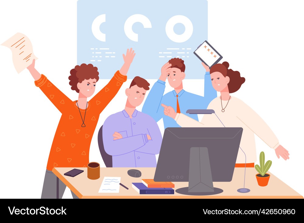 Disagreement coworker toxic work relationship Vector Image