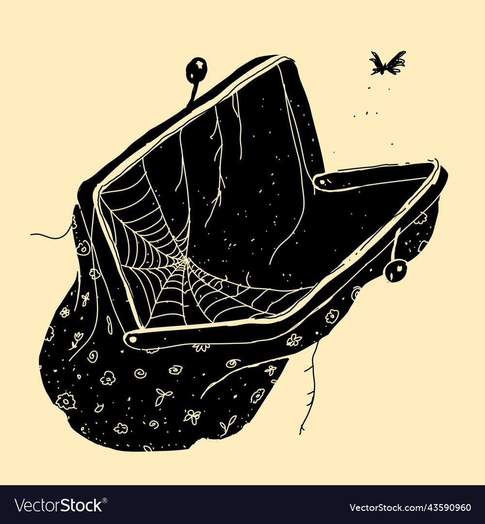 Empty old purse Royalty Free Vector Image - VectorStock