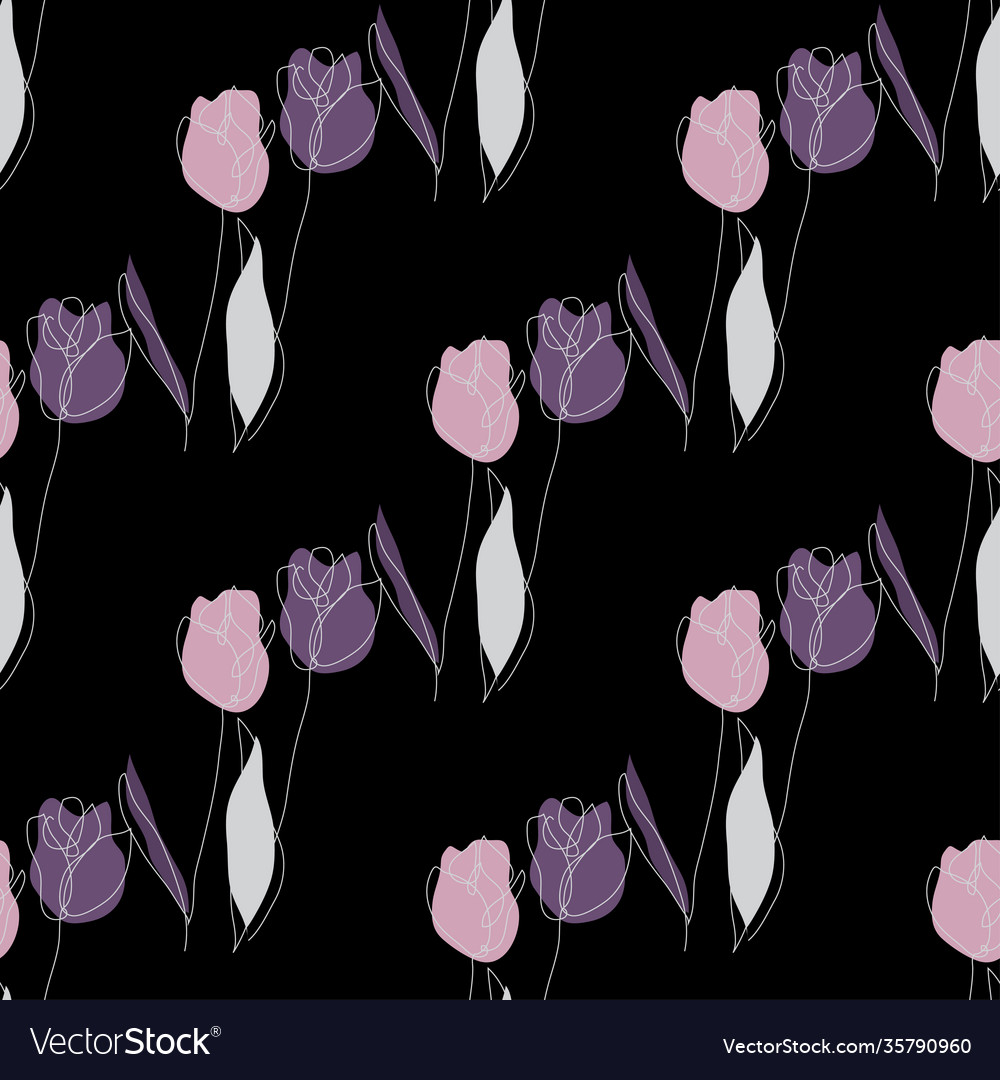 Floral seamless pattern line art Royalty Free Vector Image Floral seamless pattern line art Royalty Free Vector Image