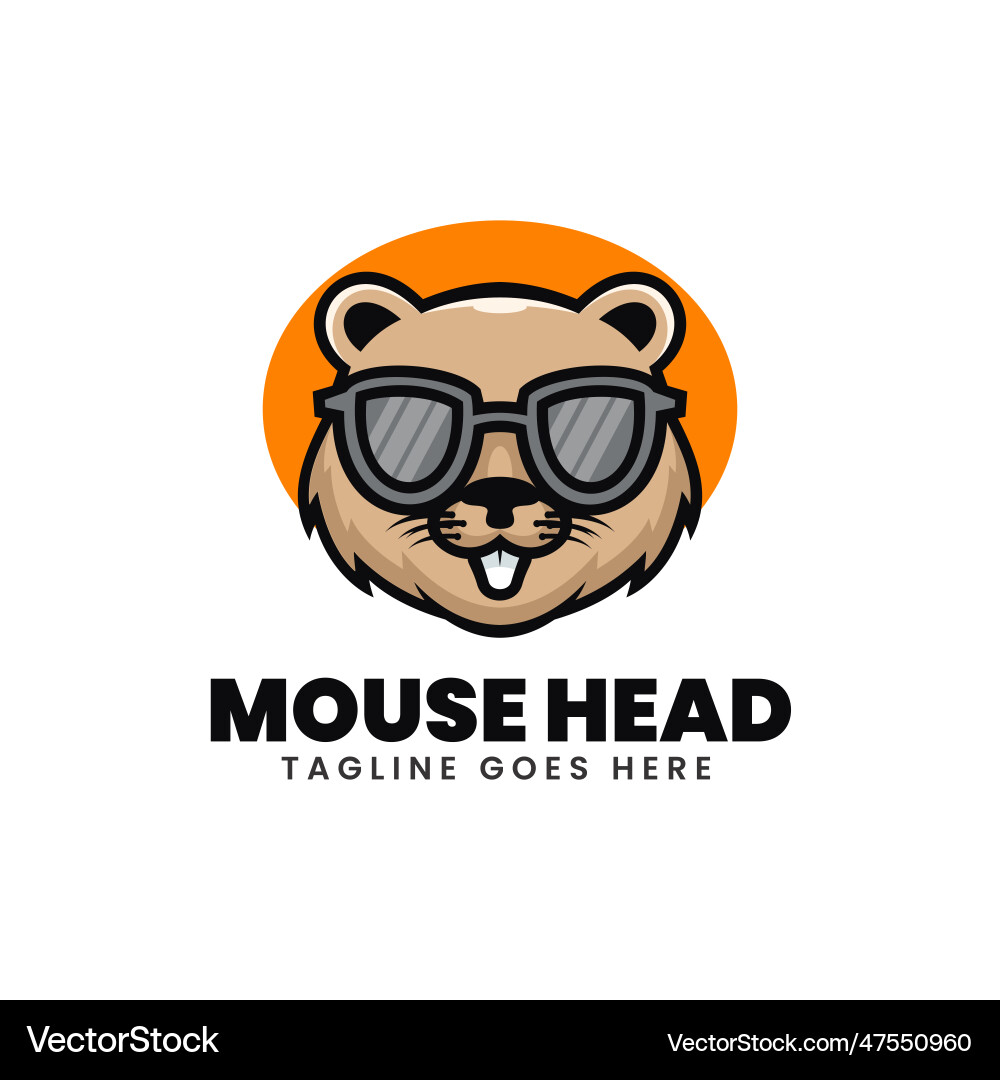 Logo mouse head mascot cartoon style Royalty Free Vector